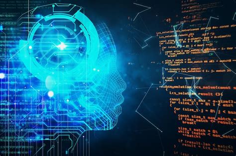 premium photo abstract programming backdrop with robot head outline