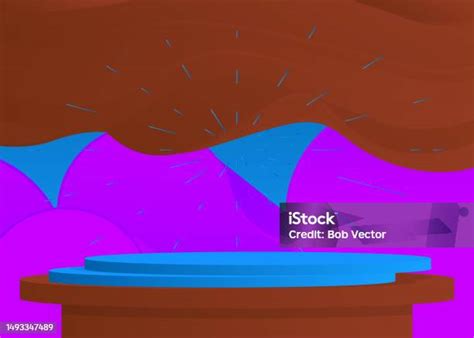 보라색 파란색 갈색 3d 객실 벡터 제품 디스플레이 모형 실린더 받침대 연단 프레젠테이션을 위한 미래 무대 쇼케이스 추상적인