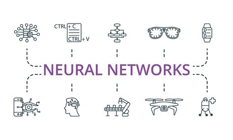 Neural Networks Icon Set Monochrome Simple Neural Networks Icon Collection Big Data Pattern