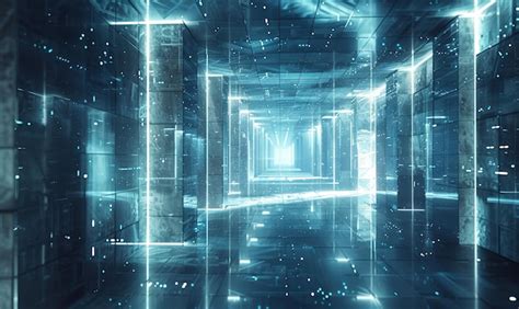Premium Photo Futuristic Digital Data Tunnel Generate Ai