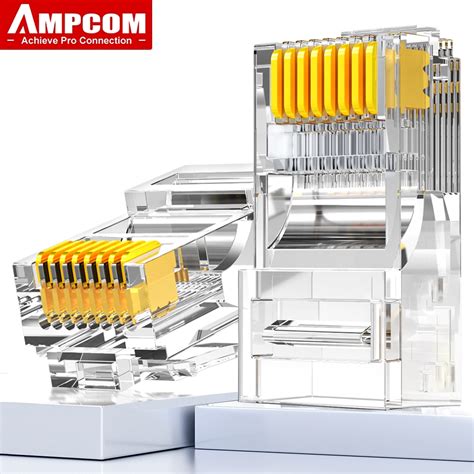 Ampcom Cat5e Rj45 Connector 8p8c Modular Ethernet Cable Rj 45 Ends Ethernet Cable Crimp