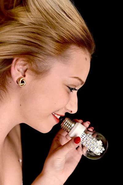 Sexy Woman With Diode Bulb Isolated On White Stock Photo By Muro