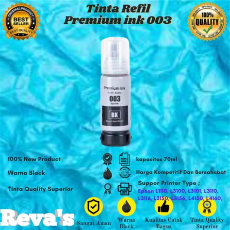 Jual Tinta Refill Epson 003 Ink Printer Epson L1110 L3210 L3110 L3210 L5190 L5290 Black