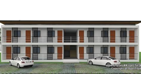 บริการรับเขียนแบบ รับออกแบบ เขียนแบบก่อสร้าง พร้อมยื่นขอใบอนุญาตก่อสร้าง แบบหอพัก2ชั้นโมเดิร์น