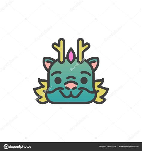 Dragon Smiling Face Emoticon Filled Outline Icon Line Vector Sign Stock Vector By ©avicons 693877708