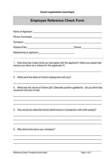 Employment Reference Verification Form Templates At
