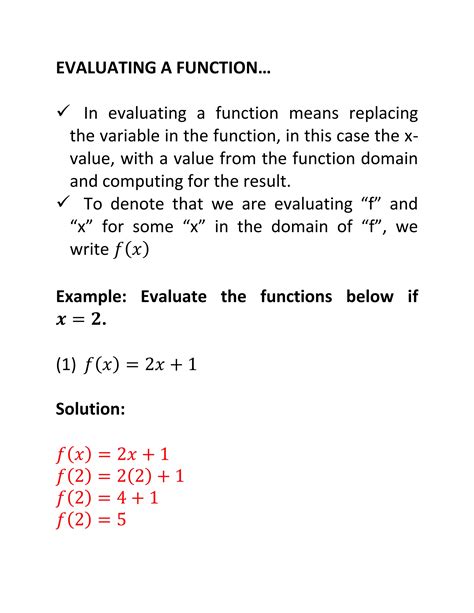 Evaluating A Function Pdf