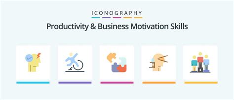 Productivity And Business Motivation Skills Flat 5 Icon Pack Including Path Forward Leave