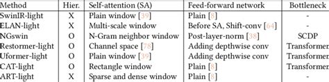 Summary Of The Characteristics Of Our Lightweight Denoising Baseline
