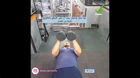 تمرين صدر داخلي مستوي بالدامبلزinner Chest Flat Bench Dumbbells Youtube