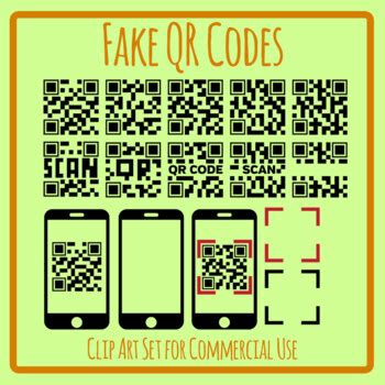 Fake QR Codes Scanning With Phone QR Code Templates Clip Art Commercial Use