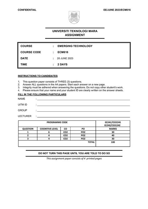 1 Question Assignment Jul 23 Emerging Technology Uitm Studocu