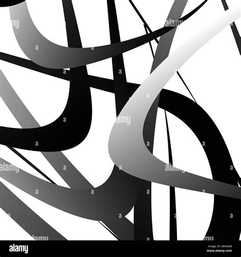 Overlapping Random Curved Lines Shapes Grayscale Geometric Pattern Artistic Illustration