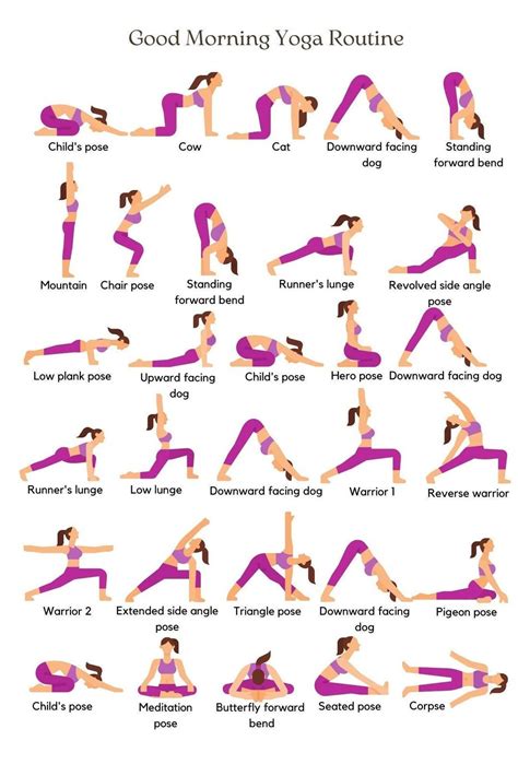 Morning Yoga Poses Printable 30 Poses Poster Digital Download Etsy