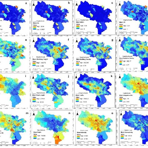 Spatial Distribution Of The Variables A E The Metrics Of Landscape