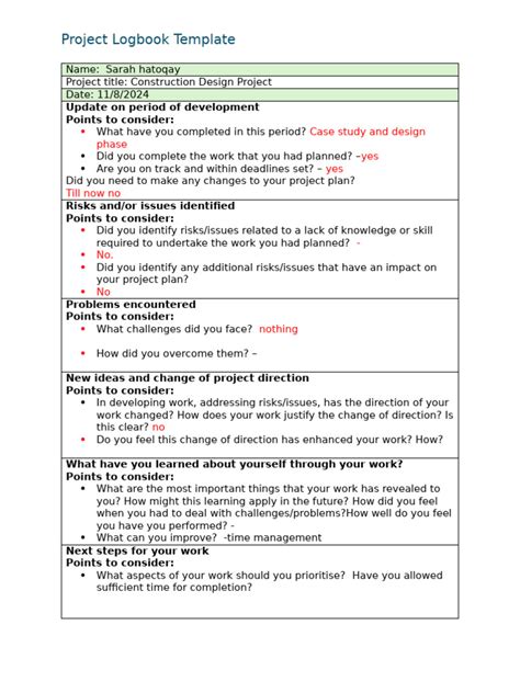 Project Logbook Pdf
