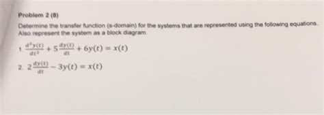 Solved Problem 2 8 Determine The Transfer Function Chegg Com