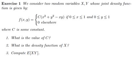 Solved Exercise 1 We Consider Two Random Variables Xy Whose