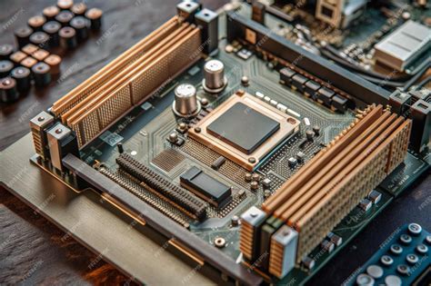 Cpu Chip On Motherboard Abstract Technology Processor Computer Chip On A Cicuit Board With