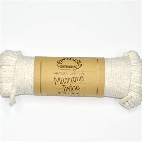 Everlasto 34 3 Natural Cotton Macrame Twine 50m Hank Craft Twinery