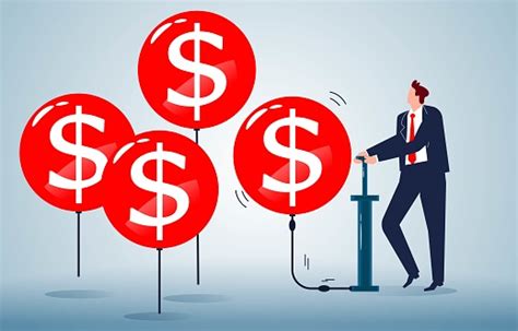 인플레이션 평가 절하 통화 정책 금융 또는 경제 거품 연방 준비 제도 이사회의 금리 인상 정책 풍선 펌프를 사용하여 달러 풍선을