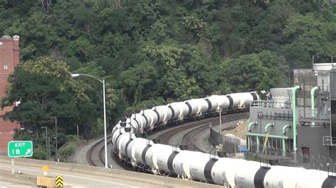 Ns Oil Train Meets Power Move To Conway Yard On The Conemaugh Line Ohio River Blvd 7 6 14