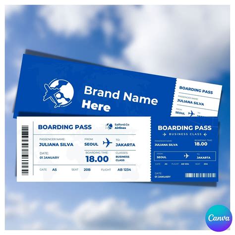 Editable Boarding Pass Ticket Template Surprise Airline T Delta
