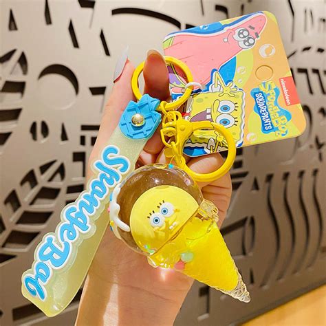 Creative อะนิเมะ Spongebob Squarepants ไอศกรีมการ ์ ตูนพวงกุญแจรถกระเป ๋ านักเรียนจี ้ คู ่