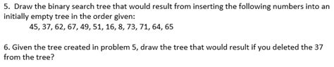 Solved 5 Draw The Binary Search Tree That Would Result From
