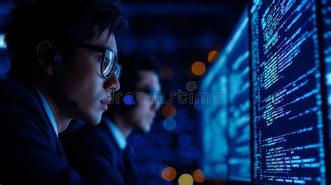 Young Software Developer Working On Computer In Modern Office Focused