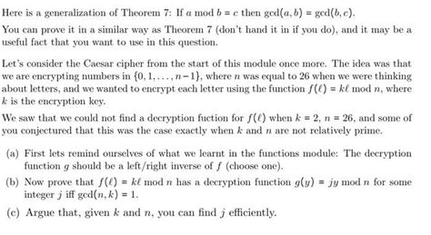 Solved Here Is A Generalization Of Theorem 7 If A Mod B C