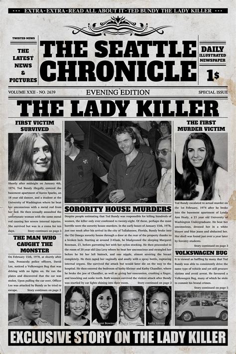 Serial Killer Ted Bundy Newspaper Article 20 Inch X 30 Inch 300dpi