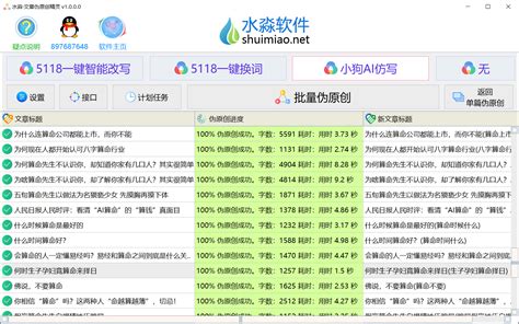 水淼·文章伪原创精灵 V12200 Chatgpt、5118智能改写换词小狗ai仿写还有标题伪原创关键词挖掘伪原创