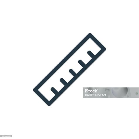 교육 개념에서 눈금자 아이콘 벡터 눈금 편집 가능한 스트로크의 얇은 선 그림입니다 웹 및 모바일 앱 로고 인쇄 미디어에 사용할 수 있는 눈금자 선형 사인 교육에 대한 스톡