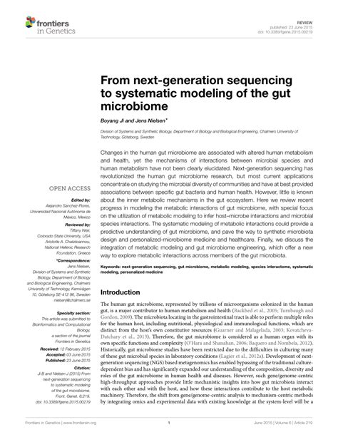 Pdf From Next Generation Sequencing To Systematic Modeling Of The Gut