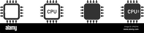 Central Processing Unit Isolated Icon Cpu Computer Chip Symbol Logo
