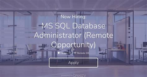 Ms Sql Database Administrator Remote Opportunity At Vetsez