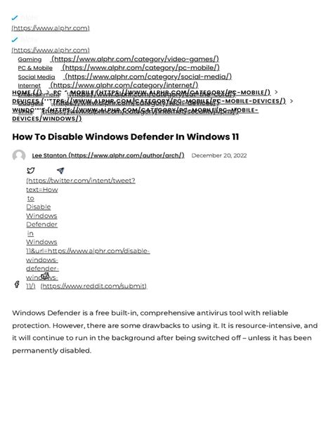 How To Disable Windows Defender In Windows 11 Pdf Windows Registry Computer Virus