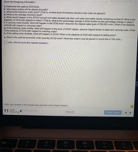 Solved Comprehensive Eoq Calculations Knutson Products