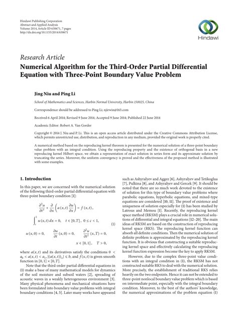 Pdf Numerical Algorithm For The Third Order Partial Differential