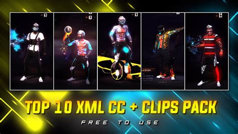 Top 10 Xml Cc Clips Ff New Lobby Clips Pack 💫 Ff Emote Clips 🔥 Ff Clips Youtube