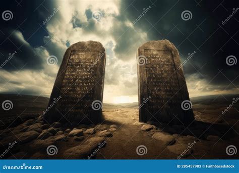 The Ten Commandments Tablets Of The Law Tablets Of Stone Stone Tablets Book Of Exodus Stock