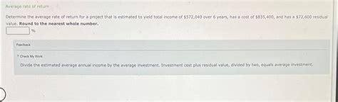 Solved Average Rate Of ReturnDetermine The Average Rate Of Chegg Com