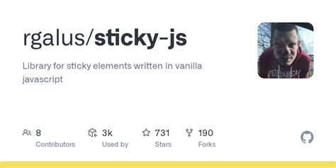 Github Rgalussticky Js Library For Sticky Elements Written In Vanilla Javascript
