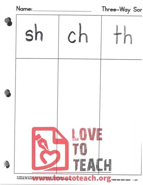Ch Sh Th Sorting LoveToTeach Org