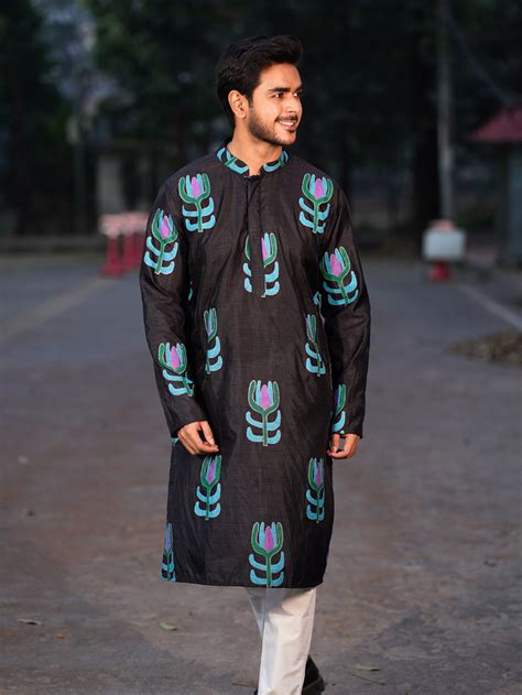 Timir Ratri Panjabi Exquisite Andy Silk Block Print Potu Lifestyle