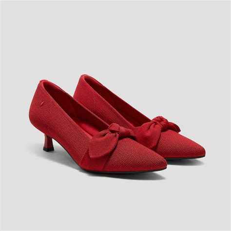 Pointed Toe Bow Kitten Heels Sasha Ruby Red Eu375 Vivaia