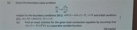 Solved Given The Boundary Value Problem ∂t∂u α∂x2∂2u Subject