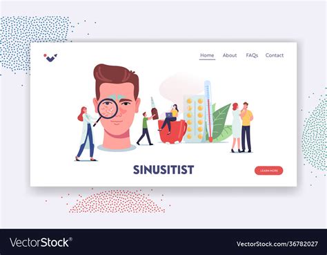 Sinusitis Landing Page Template Tiny Doctors Vector Image