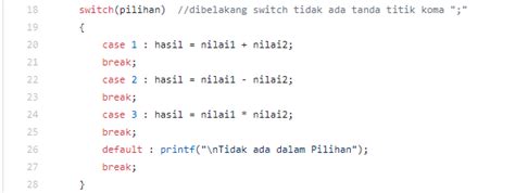 Pengkondisian Switch Case Dalam Bahasa Pemrograman C Belajar